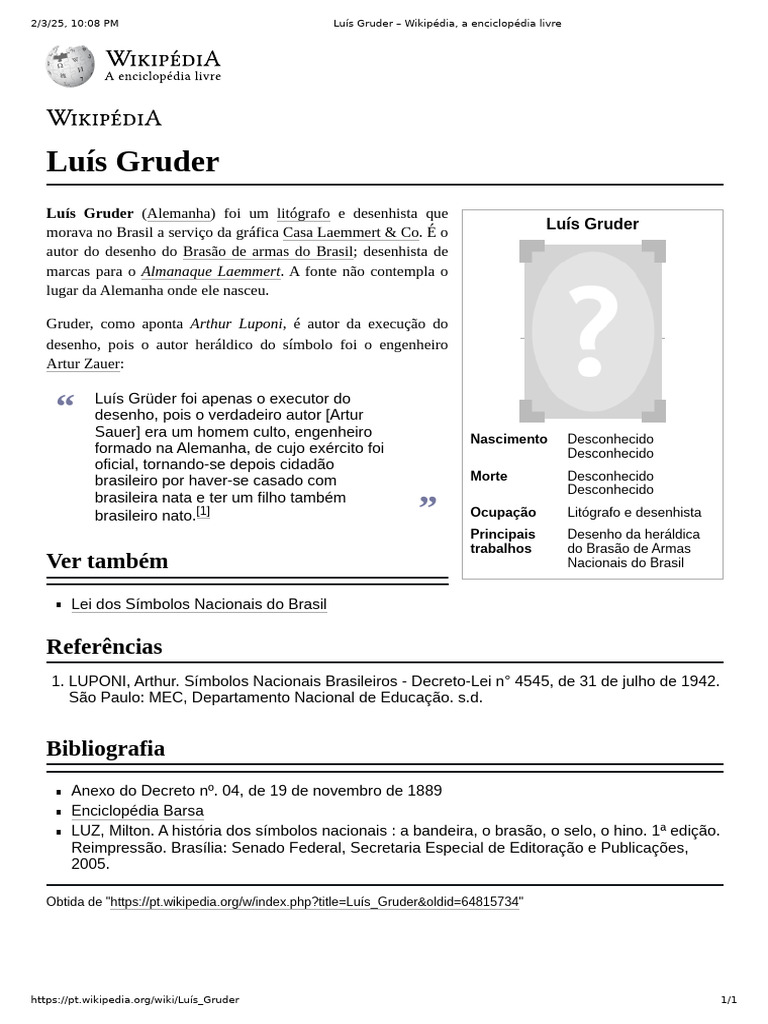 Luís Gruder: Autor do Brasão do Brasil | PDF | Heráldica