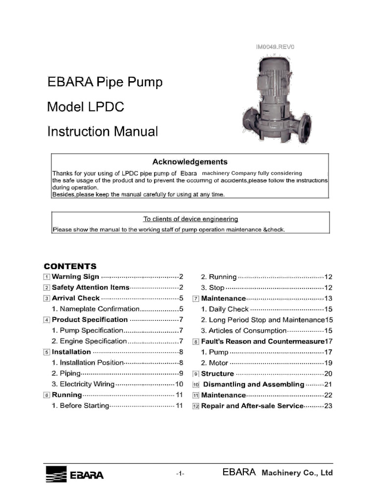 EBARA Manual For LPDC | PDF