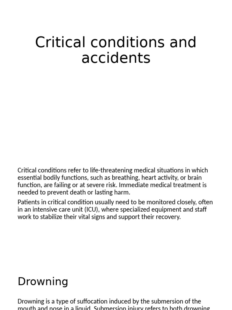 Critical Conditions and Accidents | PDF | Burn | Hypothermia