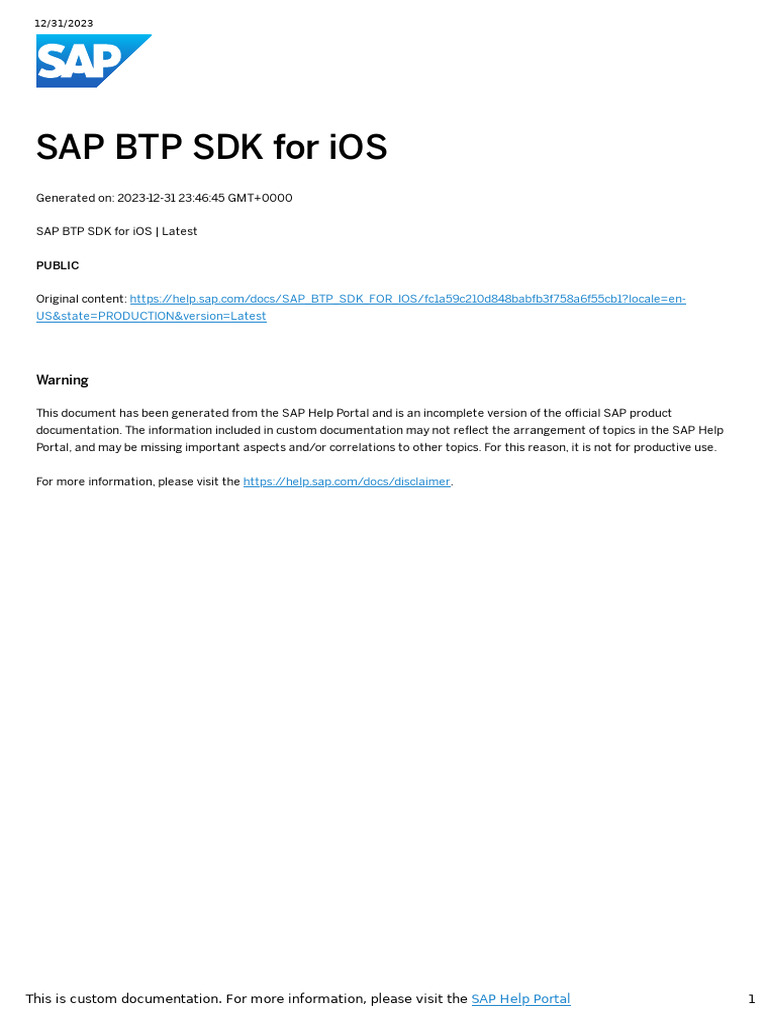 About Sap Btp Sdk for Ios 1709893284 | PDF | Ios | Xcode
