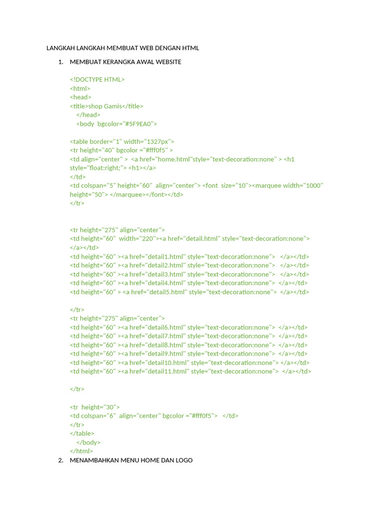 Langkah Langkah Membuat Web Dengan HTML | PDF