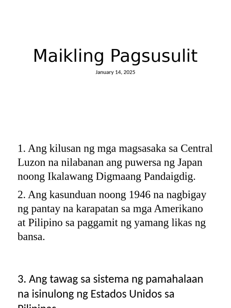Maikling Pagsusulit | PDF