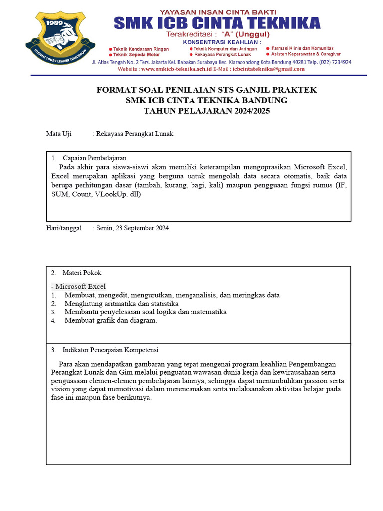 Soal STS Praktek Ganjil 2425 - KKR - XI-RPL1 - Nabila Insani Handayani | PDF