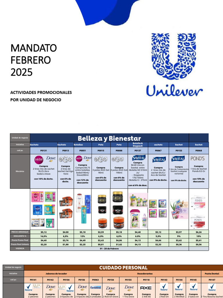 Promocionales FEBRERO 2025 Con Precios PVC | PDF | Unilever