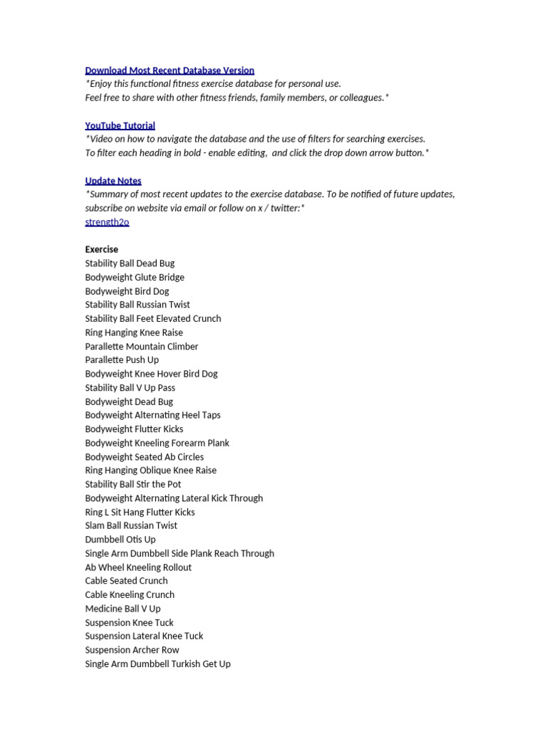 Functional Fitness Exercise Database | PDF | Kettlebell | Anatomical ...