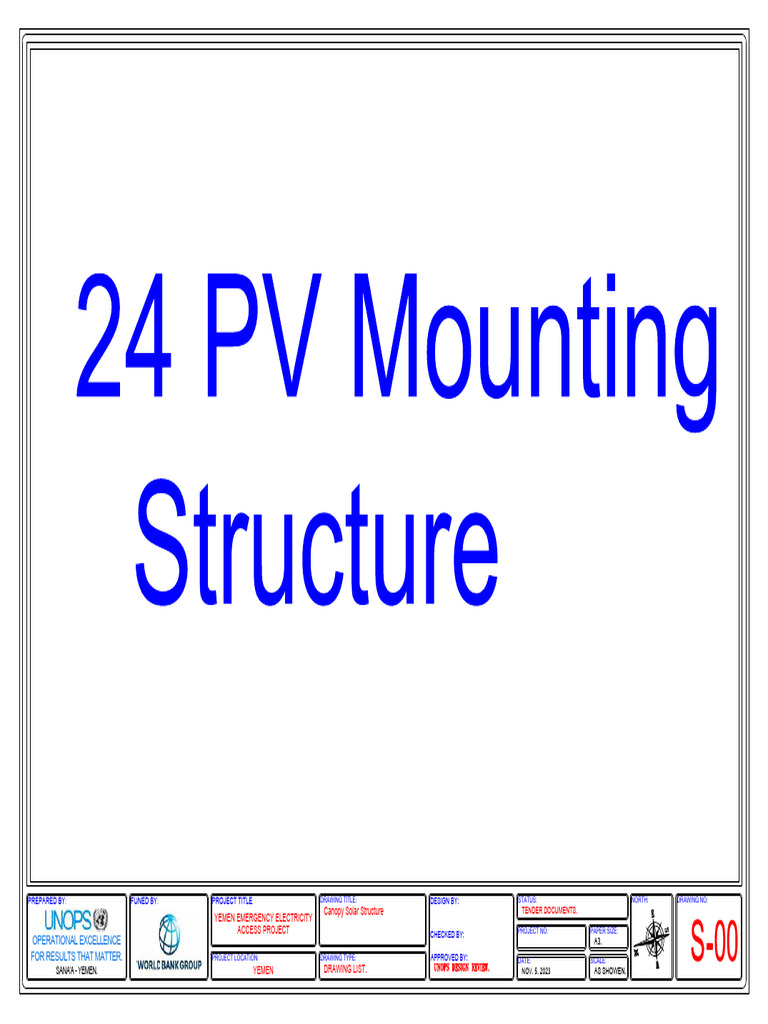 Canopy Solar Structure Drawings Yemen | PDF | Solar Panel | Mechanical ...