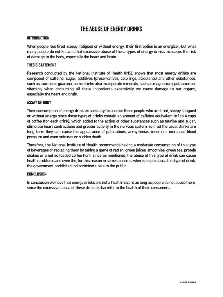 The Abuse of Energy Drinks | PDF