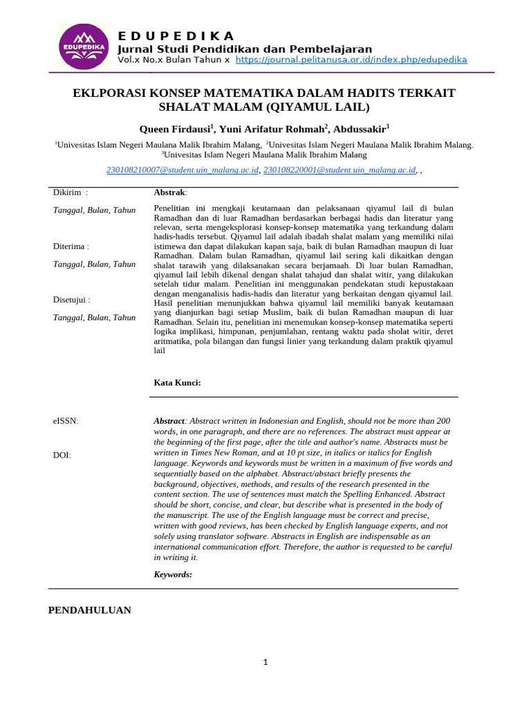 Konsep Matematika Hadits Qiyamul Lail | PDF