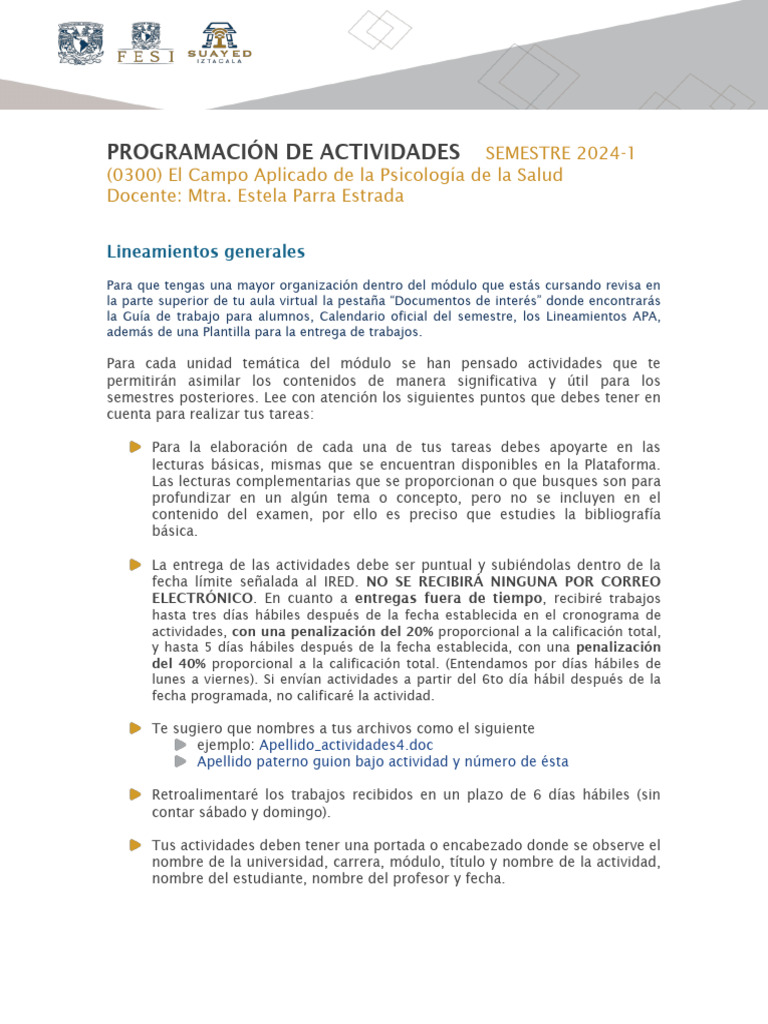 300 Programa de Actividades | PDF | Sicología | Salud psicológica