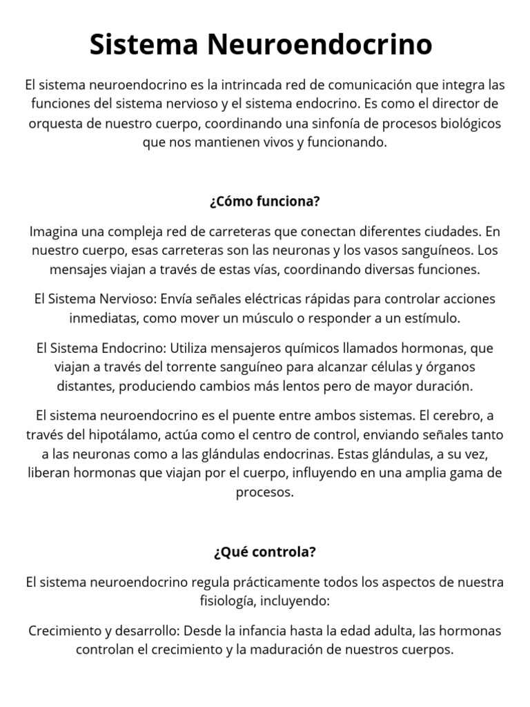 Sistema Neuroendocrino: ¿Cómo Funciona? | PDF | Neuroendocrinología | Sistema endocrino