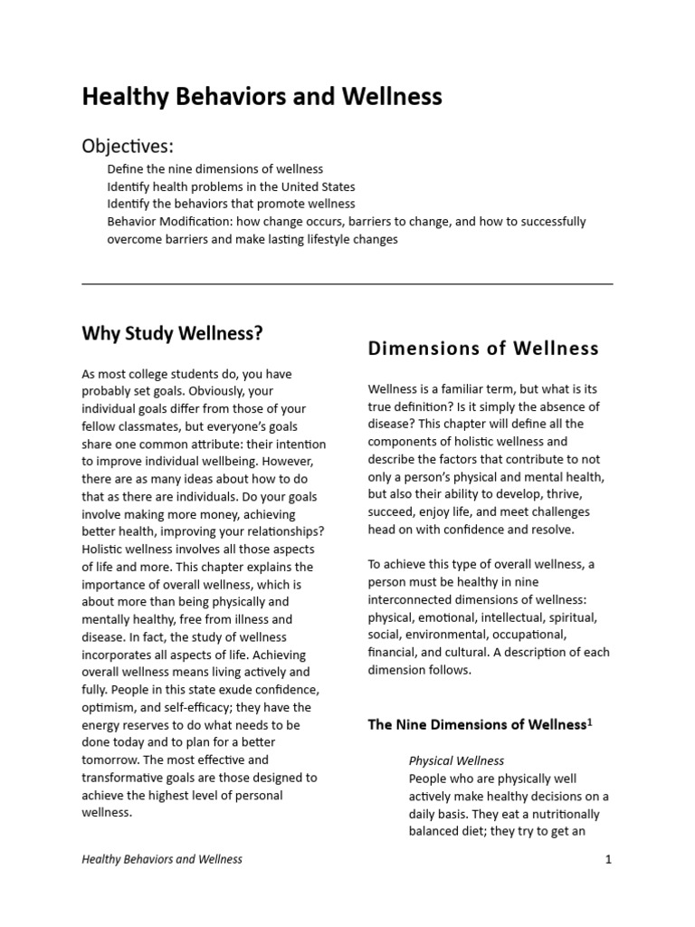 Understanding Wellness Dimensions | PDF | Behavior | Psychological Concepts