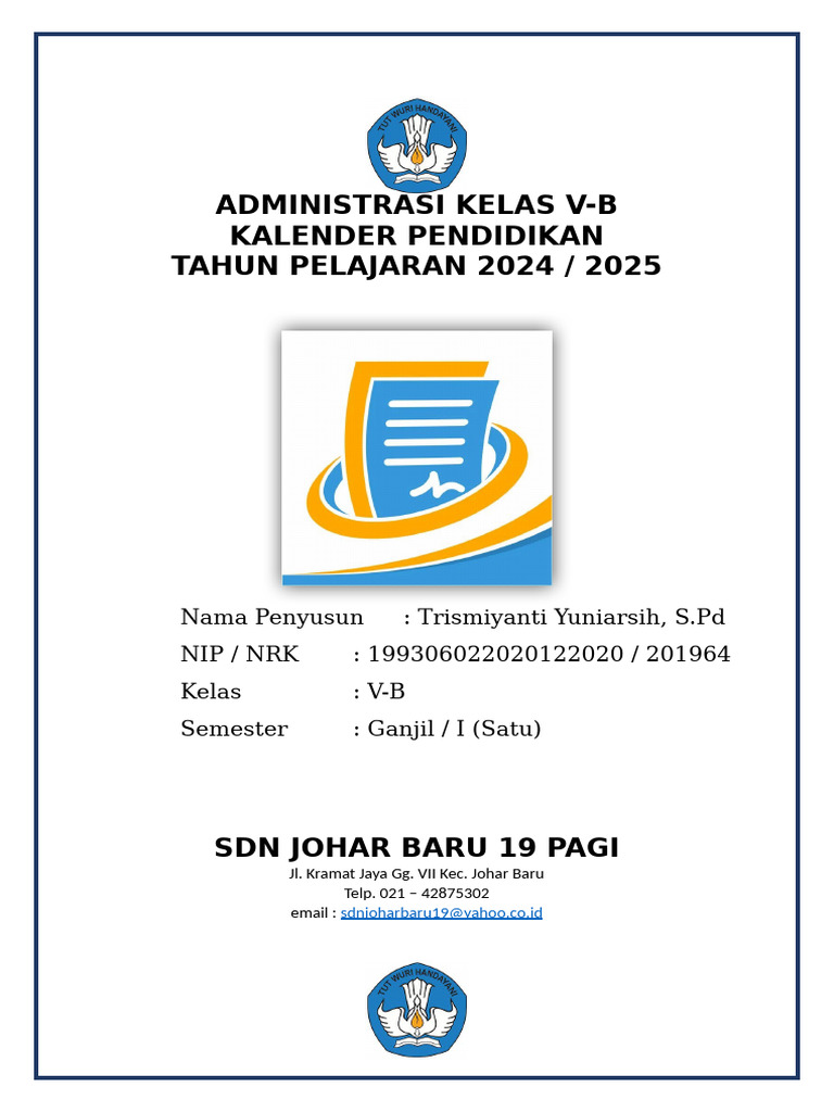 Administrasi Kelas V-B 2024/2025 | PDF