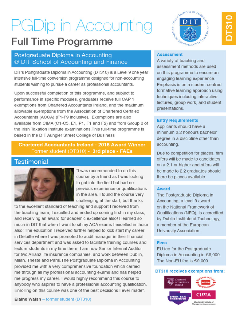 DT310 PG Dip in Accounting Online Brochure | PDF | Postgraduate ...