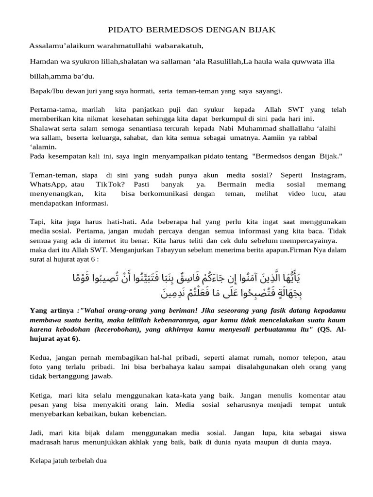 Pidato Bermedsos Dengan Bijak | PDF