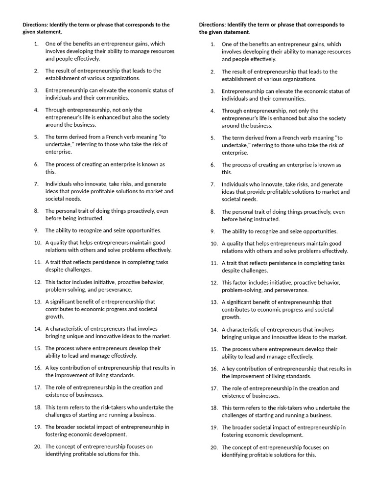 ENTREP QUIZ 1 | PDF | Entrepreneurship | Economies