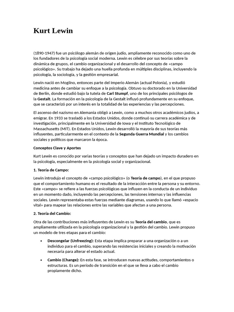 Kurt Lewin | PDF | Sicología | Psicología Social