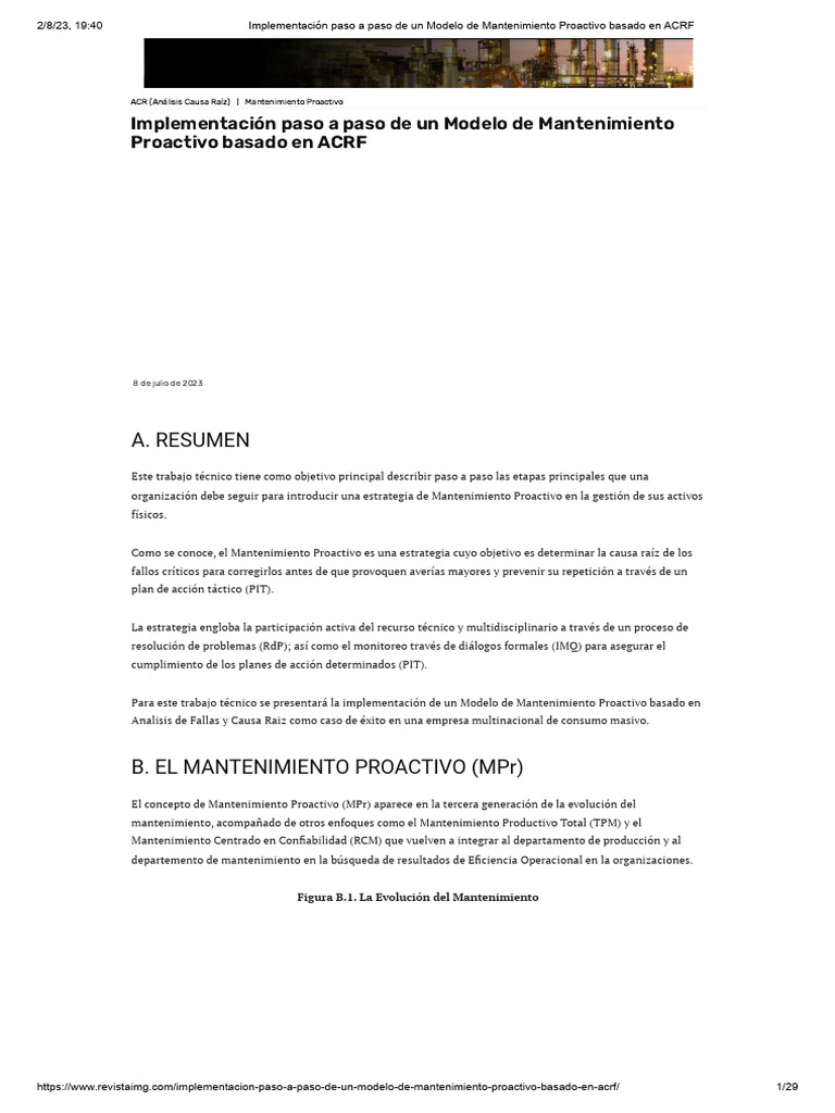 Implementación paso a paso de un Modelo de Mantenimiento Proactivo basado en ACRF_Revista IMG ...