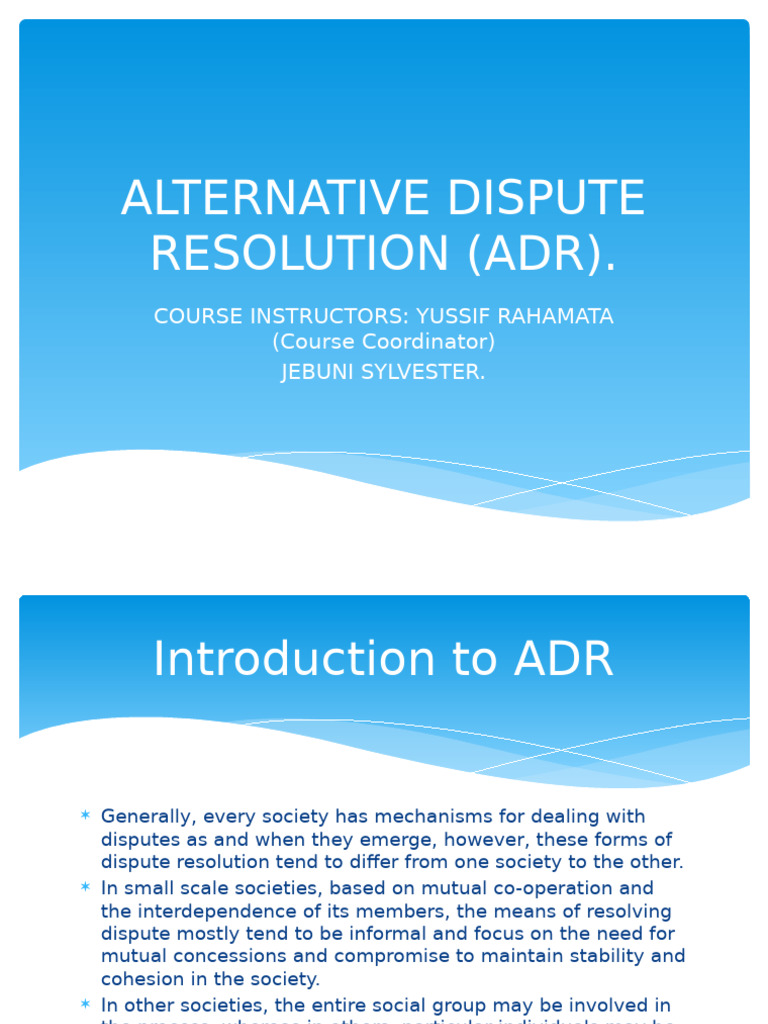 Alternative Dispute Resolution (Adr) | PDF | Mediation | Alternative Dispute Resolution