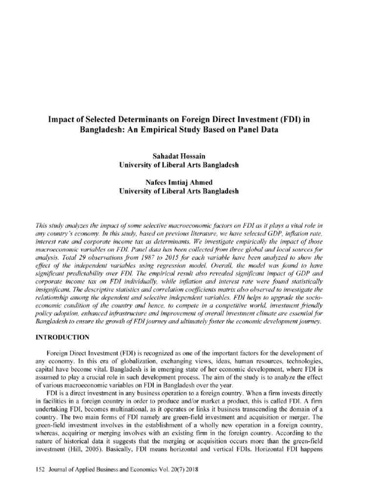 Paper Variable Taxes 2 | PDF | Foreign Direct Investment | Regression Analysis