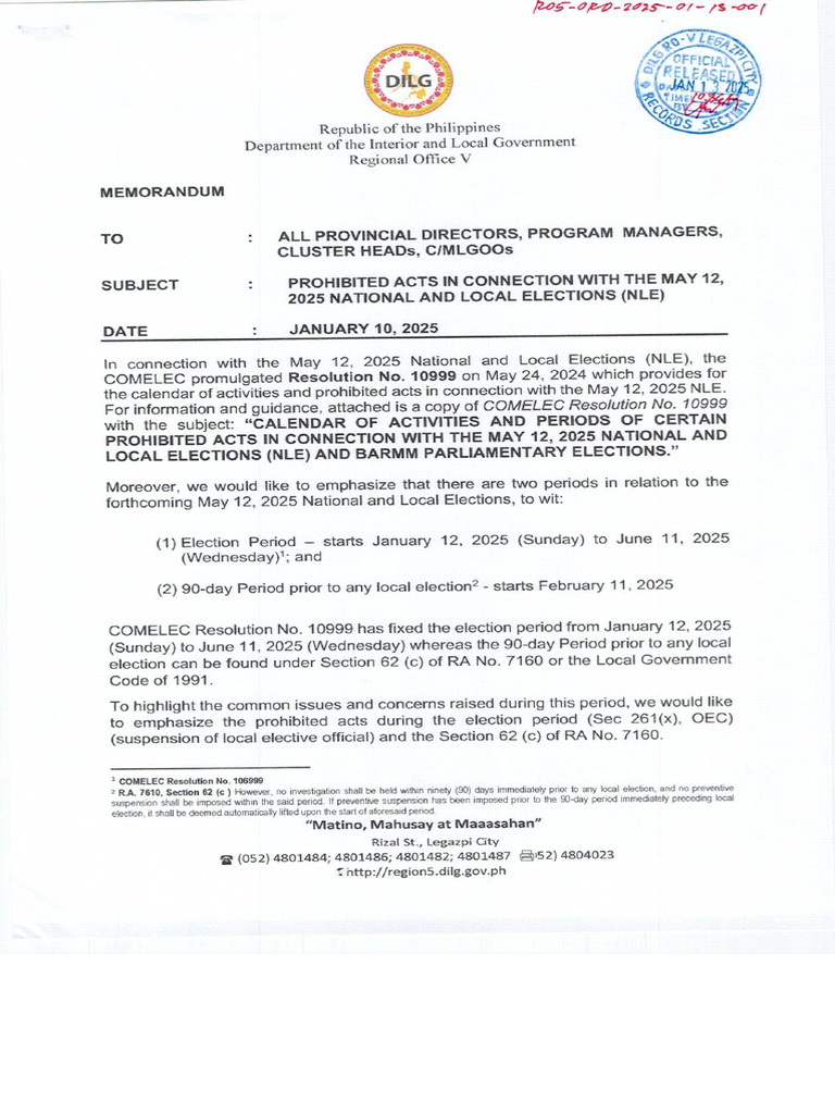 Prohibited Acts in Connection With National and Local Elections 2025 | PDF