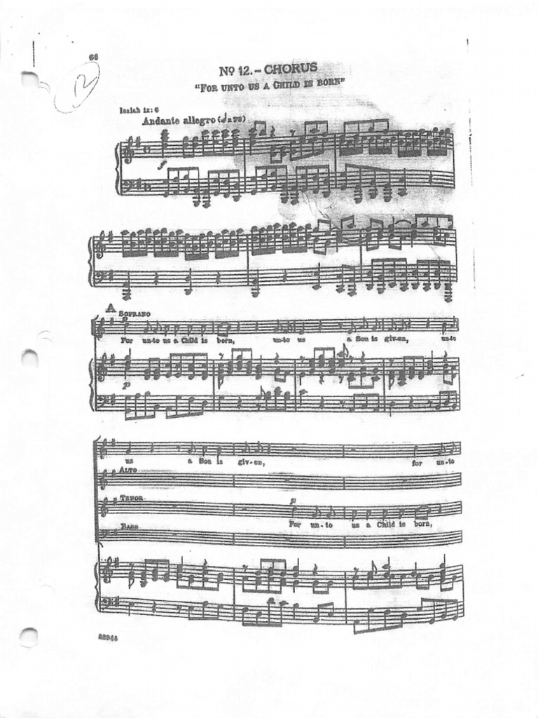 No 12 CHORUS For Unto Us A Child Is Born | PDF