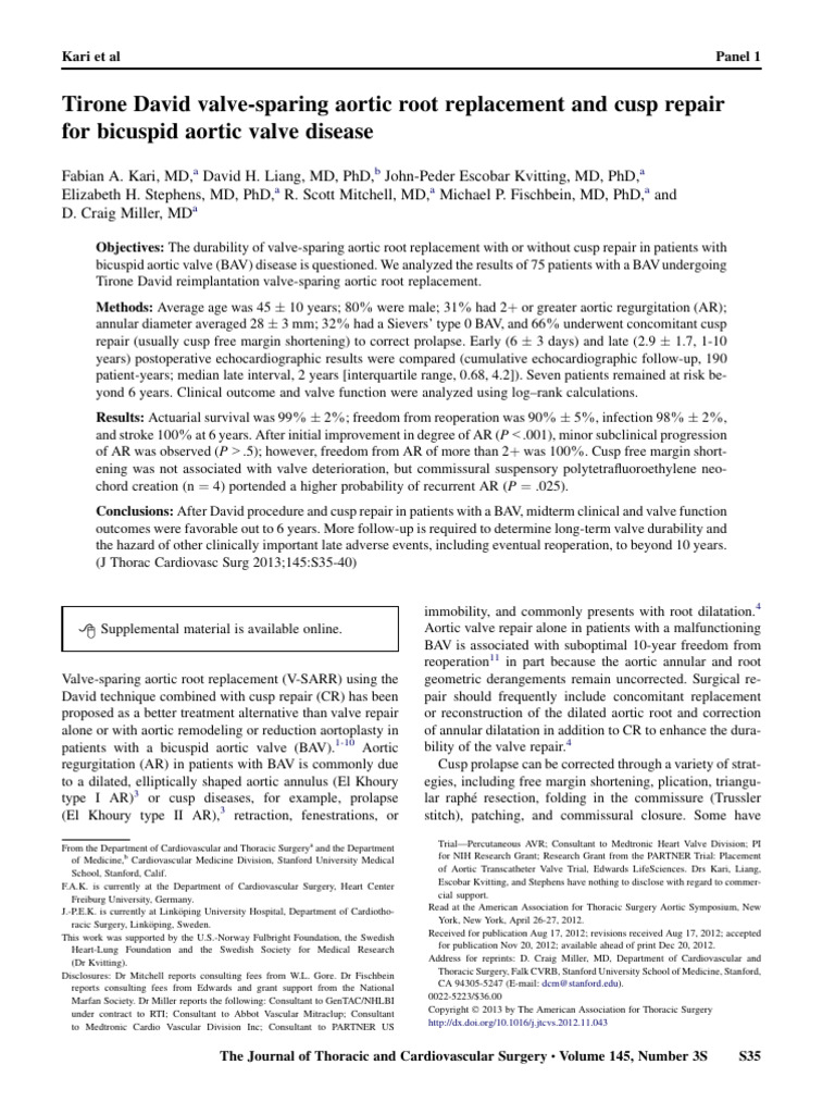 BAV - Valve Soaring Root Replacement Tiron David | PDF | Heart Valve ...