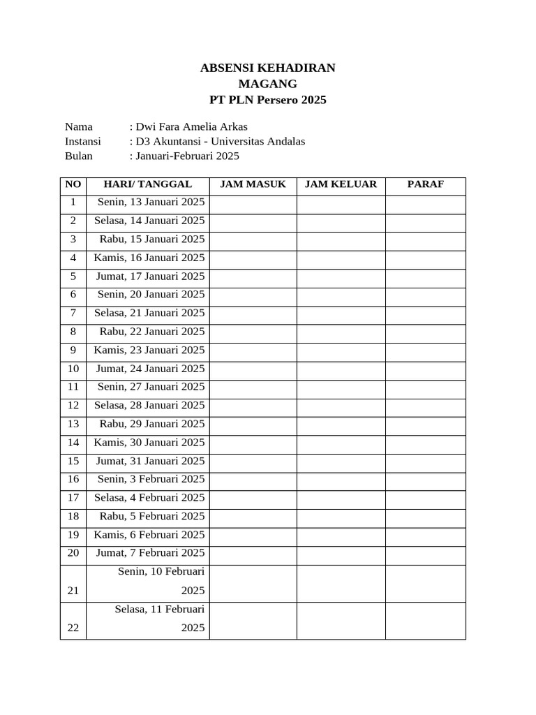 ABSENSI KEHADIRAN | PDF