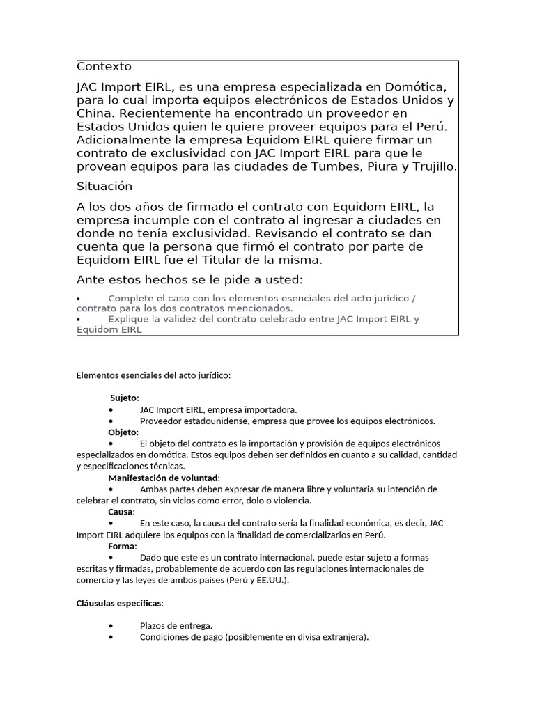 Validez del Contrato de Exclusividad EIRL | PDF | Justicia | Crimen y ...