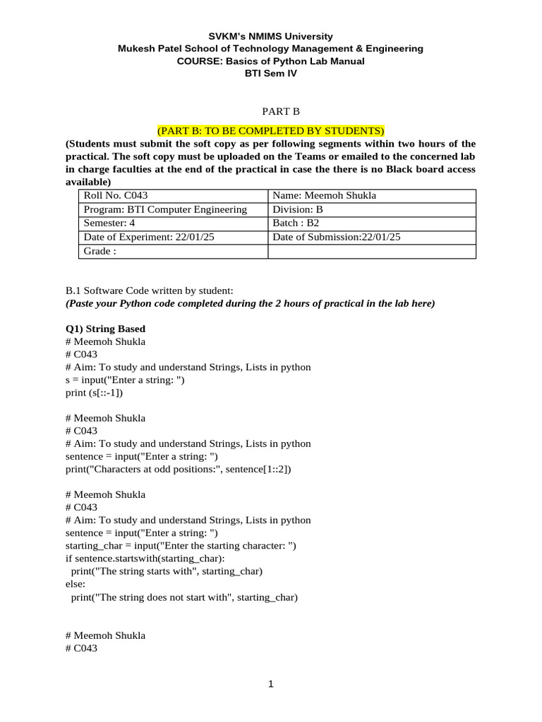 Exp 3 Python 2szZ8joAld | PDF | Foods | Computer Programming