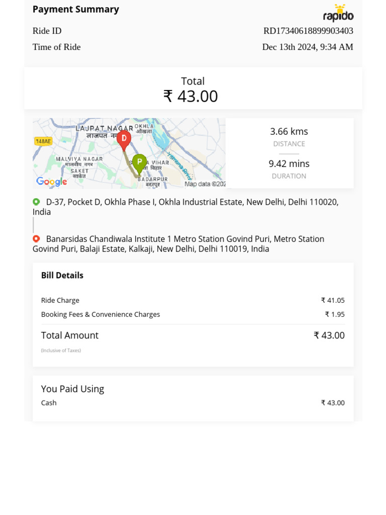 Delhi Ride Invoice Summary | PDF | Invoice | Payments