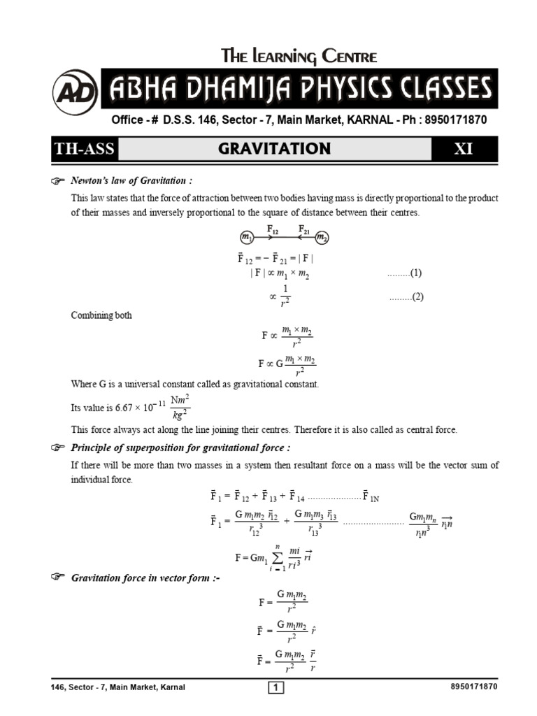 Newton's Law of Gravitation Explained | PDF | Orbit | Potential Energy