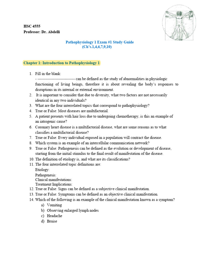 Pathophysiology Exam 1 Study Guide | PDF | Immune System | Antibody