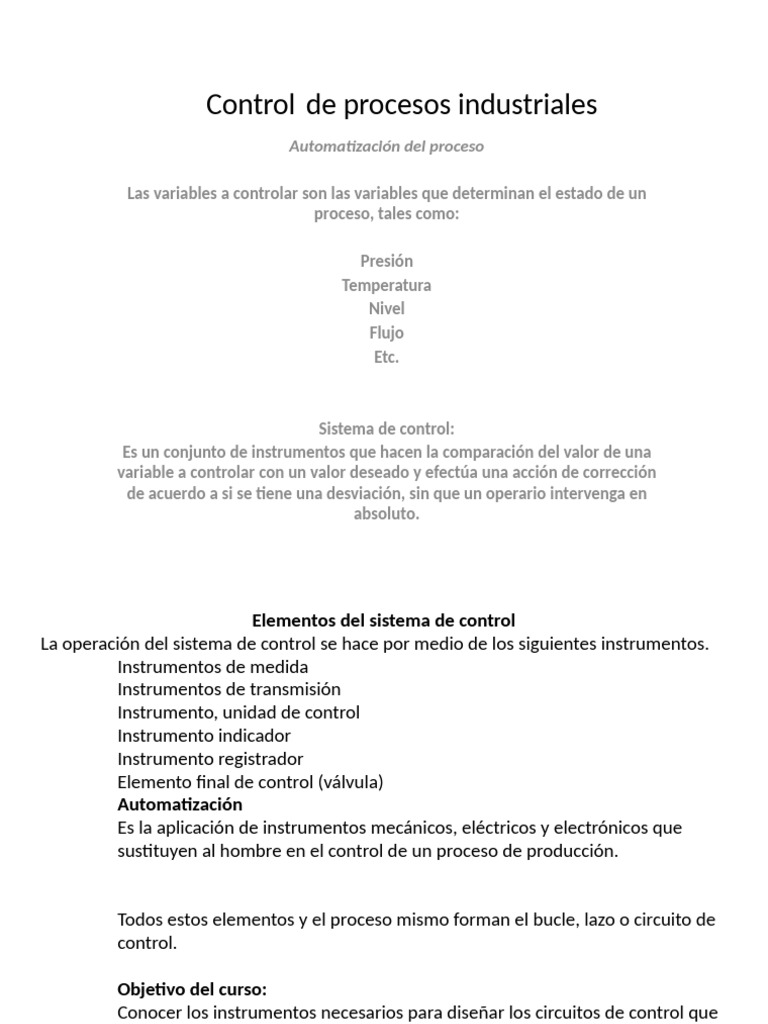 Control de Procesos Industriales 01 | PDF | Automatización | Electrónica
