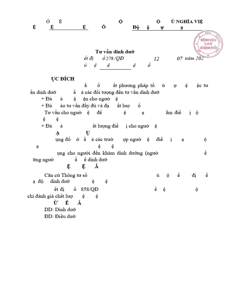 Dinh Kem QD 278 Quy Trinh Tu Van Dinh Duong | PDF