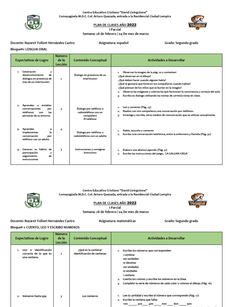 Planes de Clases - Tercer Semana | PDF