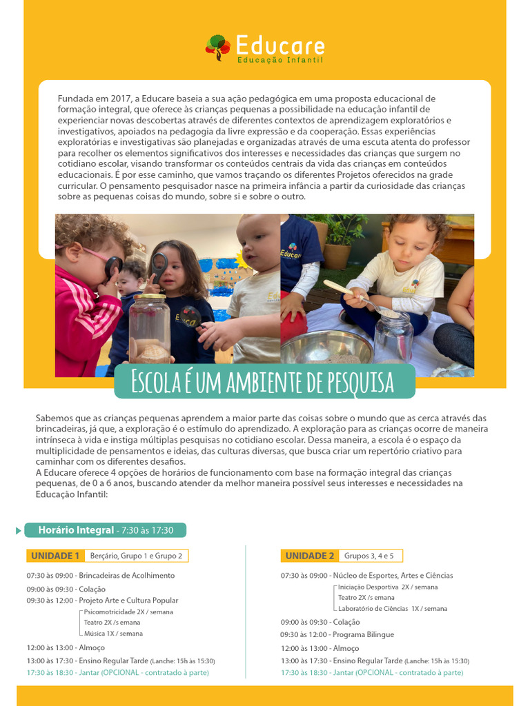 Proposta Educacional Educare | PDF | Pedagogia | Aprendizado