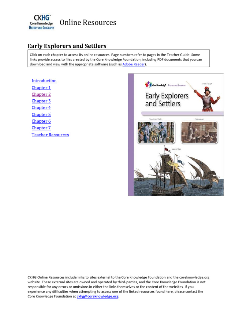 CKHG G1-U7 Early-Explorers-and-Settlers Online Resources W1 | PDF