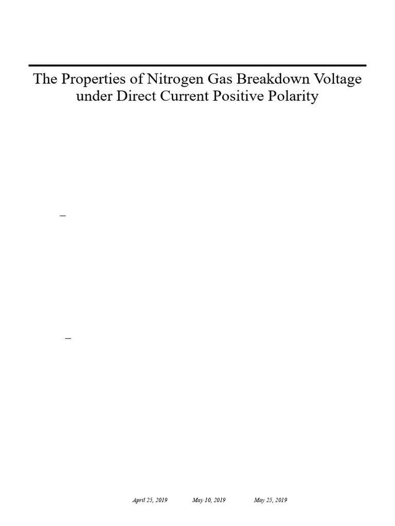 The Properties of Nitrogen Gas Breakdown Voltage U | PDF | Electrical ...