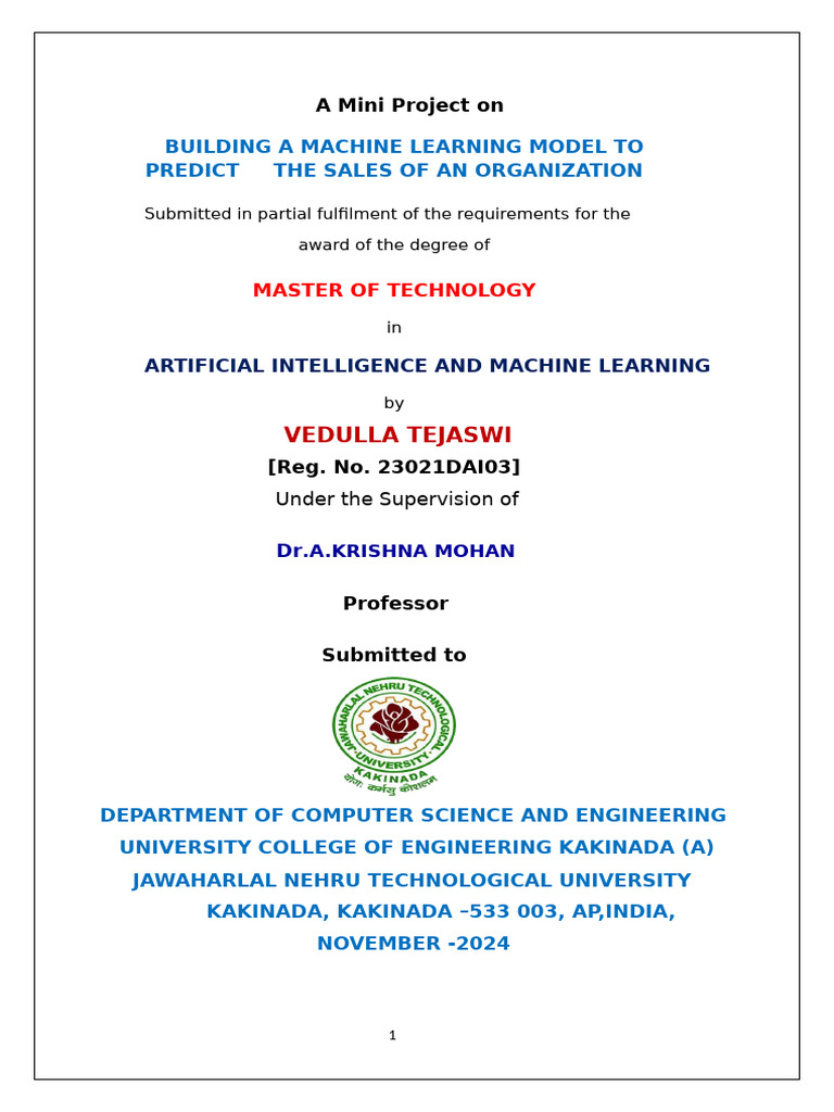 mini project on ml | PDF | Forecasting | Machine Learning