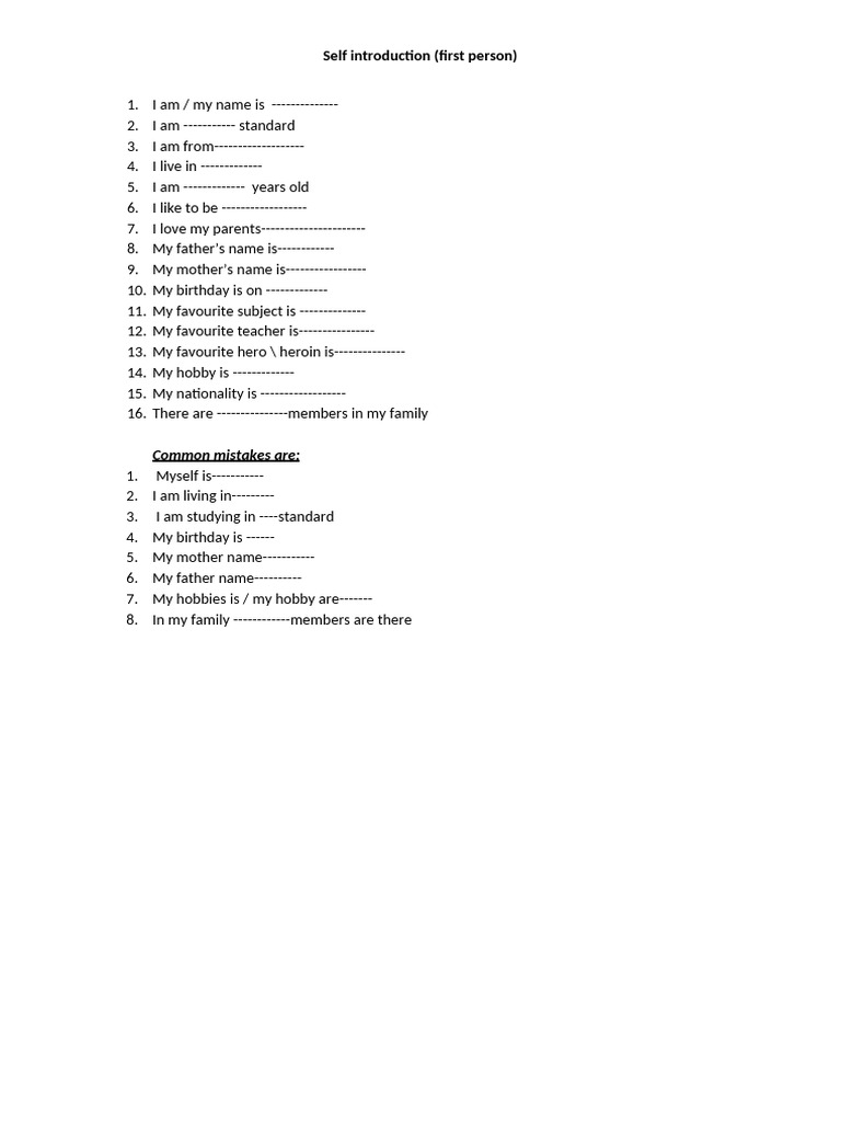 Personal Self-Introduction Guide | PDF
