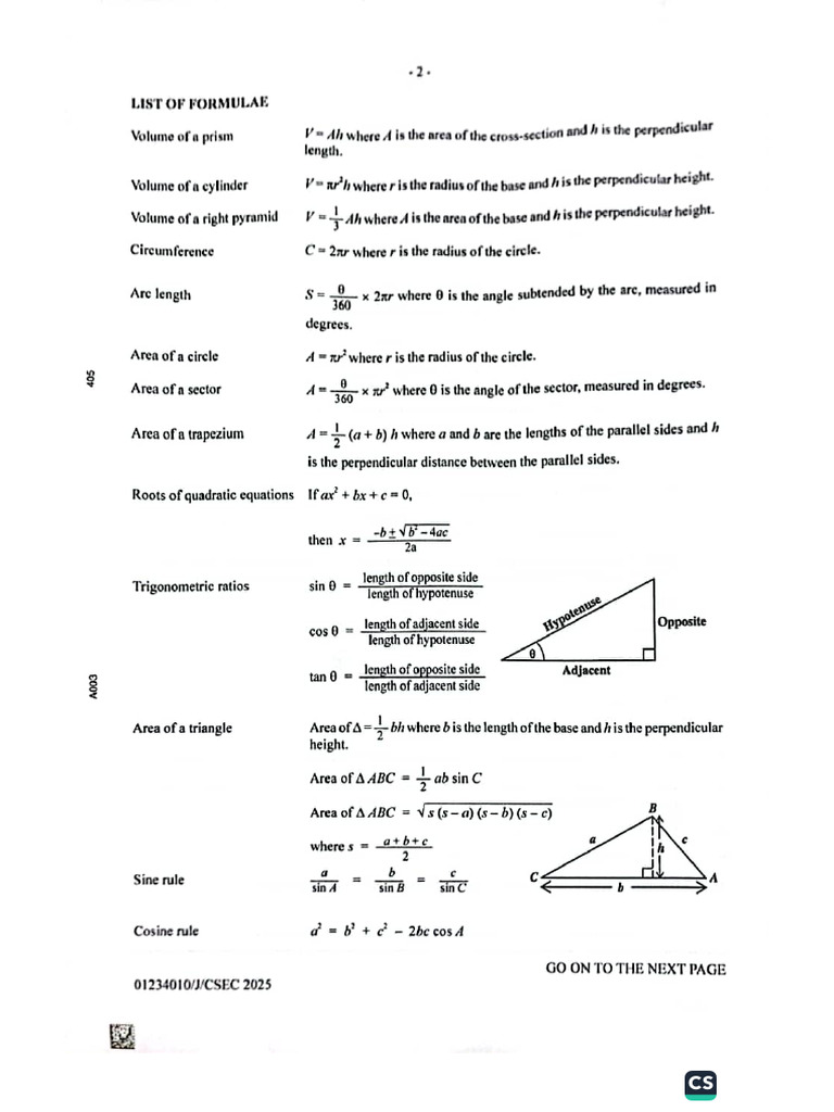 CSEC Math January 2025 Paper 1 | PDF