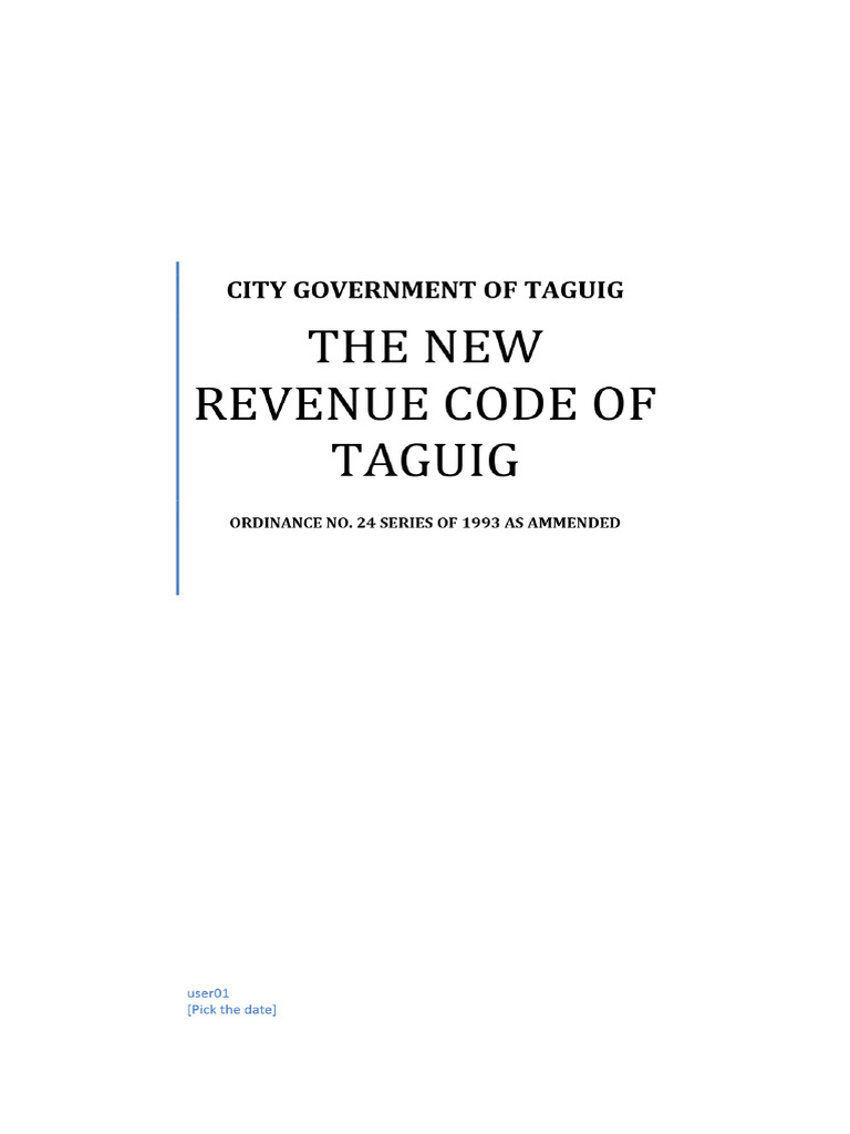 Taguig City - Revenue Code | PDF