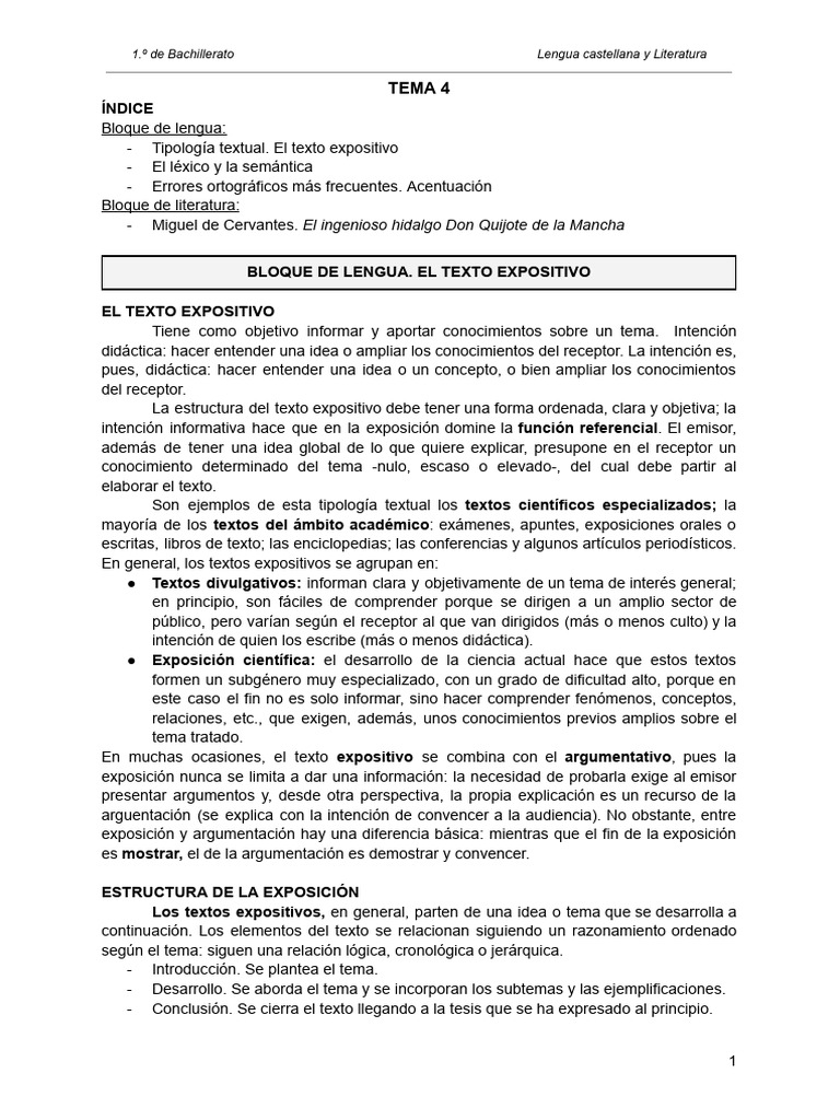 Dosier Tema 4 | PDF | Don Quijote | Palabra