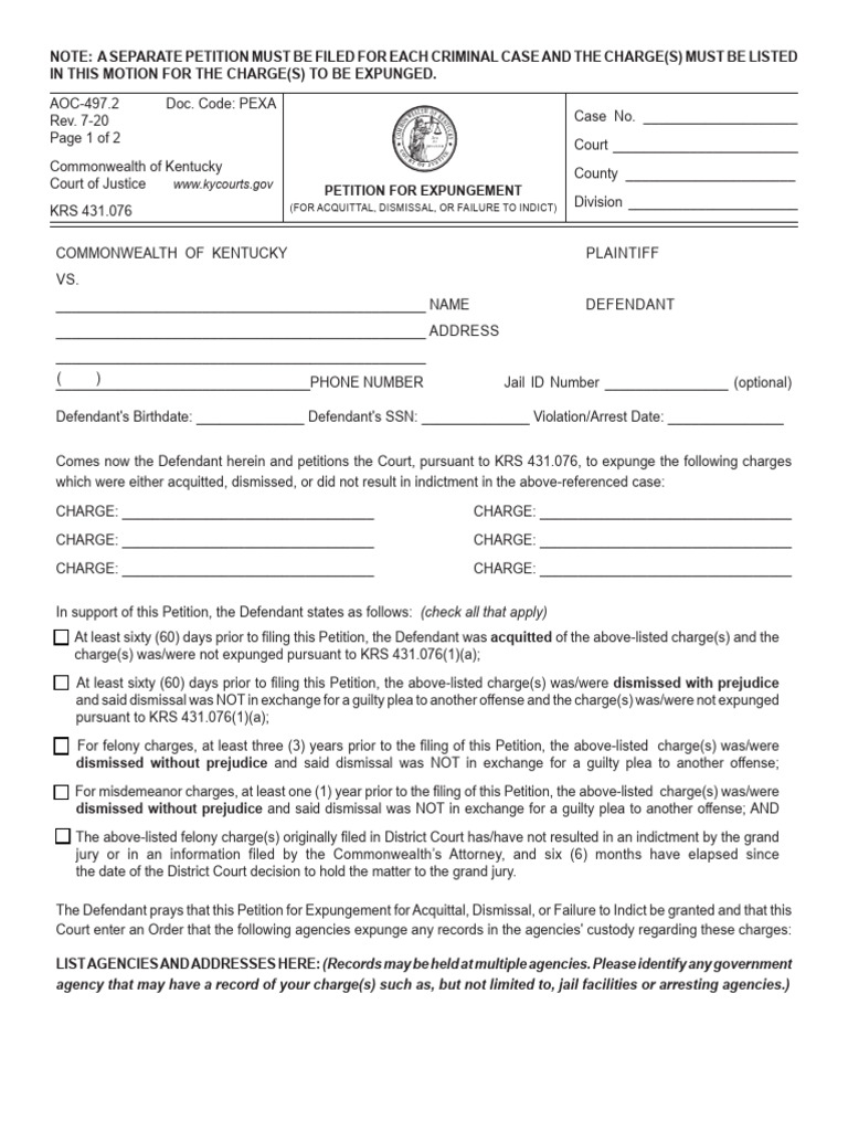 Expungement - Adult Criminal Record | PDF | Justice | Crime & Violence