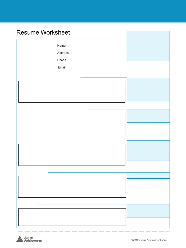 Resume Worksheet | PDF