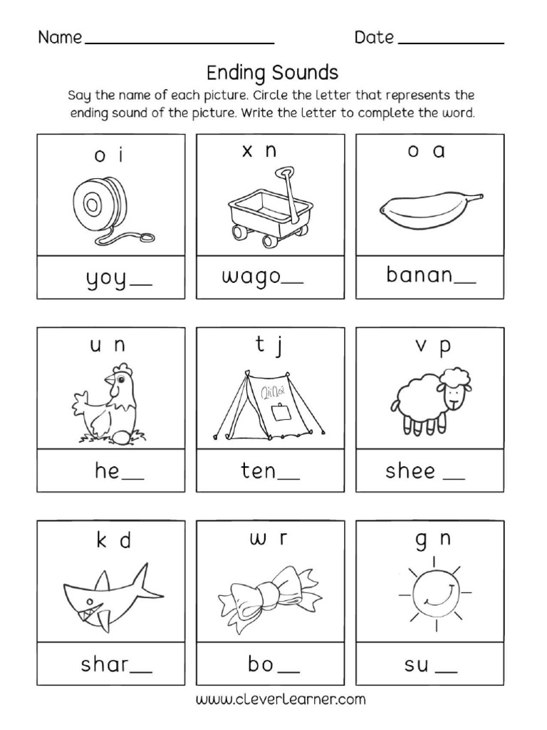 Ending Letter Sounds Worksheets 6b | PDF