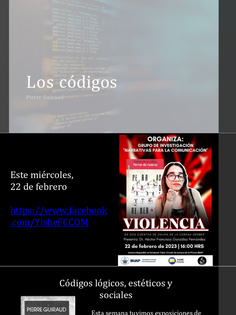 Semana 7. Pierre Guiraud, los códigos (1) | PDF | Comunicación | Conocimiento