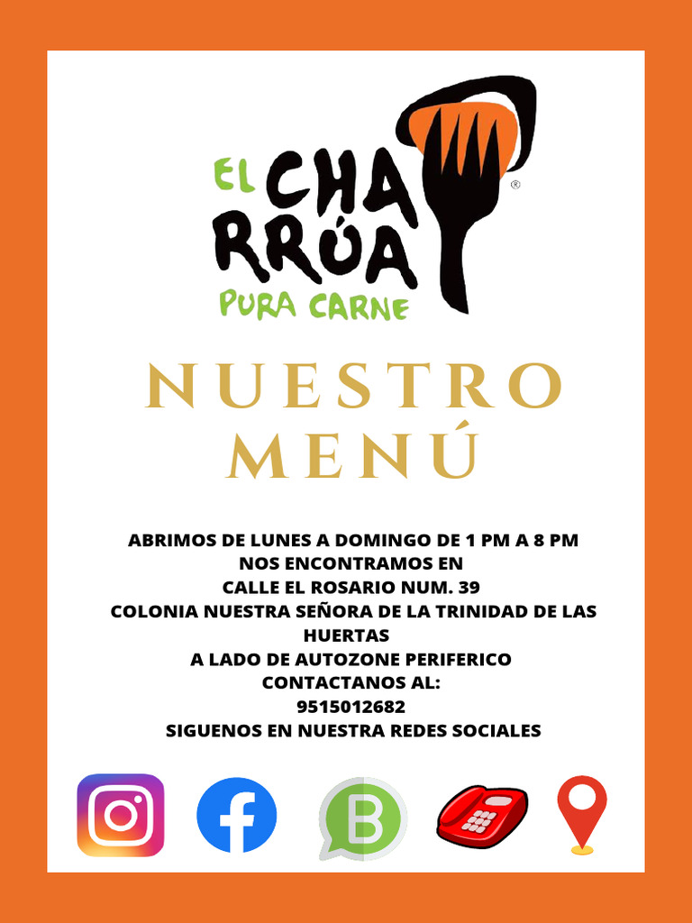 Menú El Charrúa Pura Carne | PDF | Mariscos | Helado