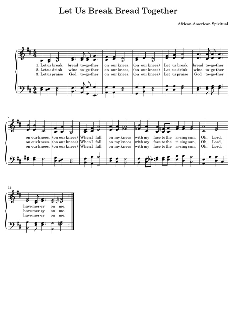 Let Us Break Bread Together Hymn | PDF