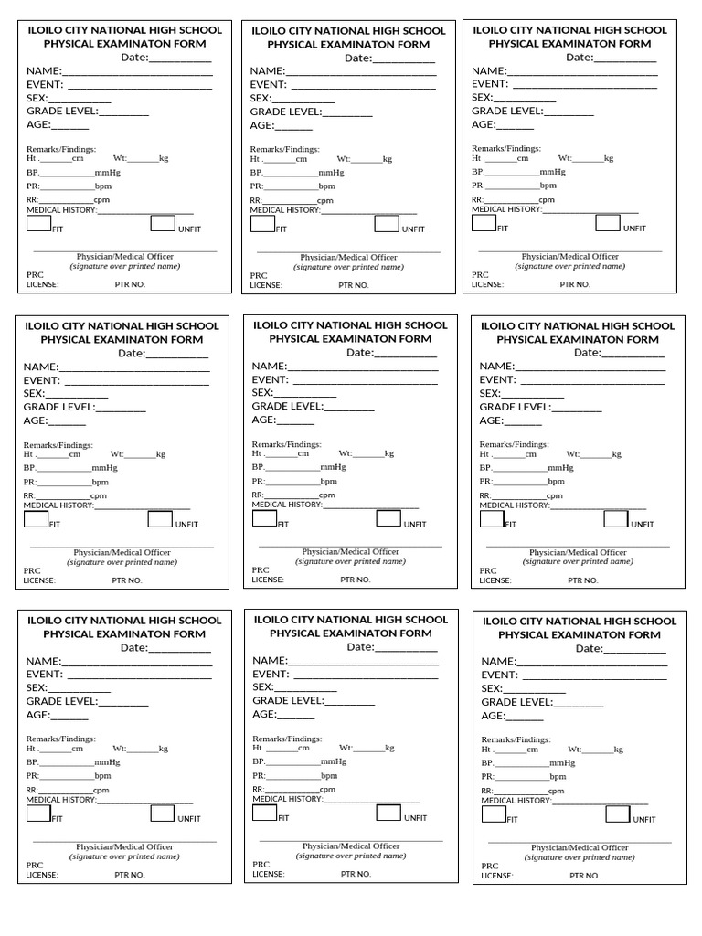 Temporary Physical Examination Forms | PDF | Medical Diagnosis ...